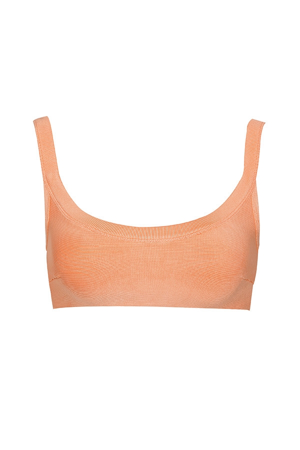 Clothing : Tops : 'Elle' Neon Peach Cropped Top